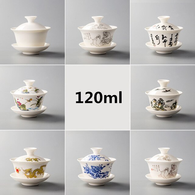 Traditional Chinese Gaiwan Tea Cups Ceramic Tea Tu... – Vicedeal