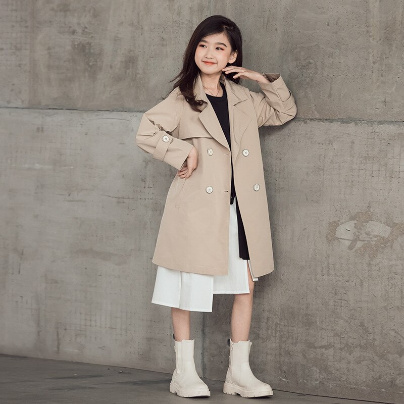 Girls Khaki Trench Coat Teen Girls Fall Jackets Do... – Vicedeal