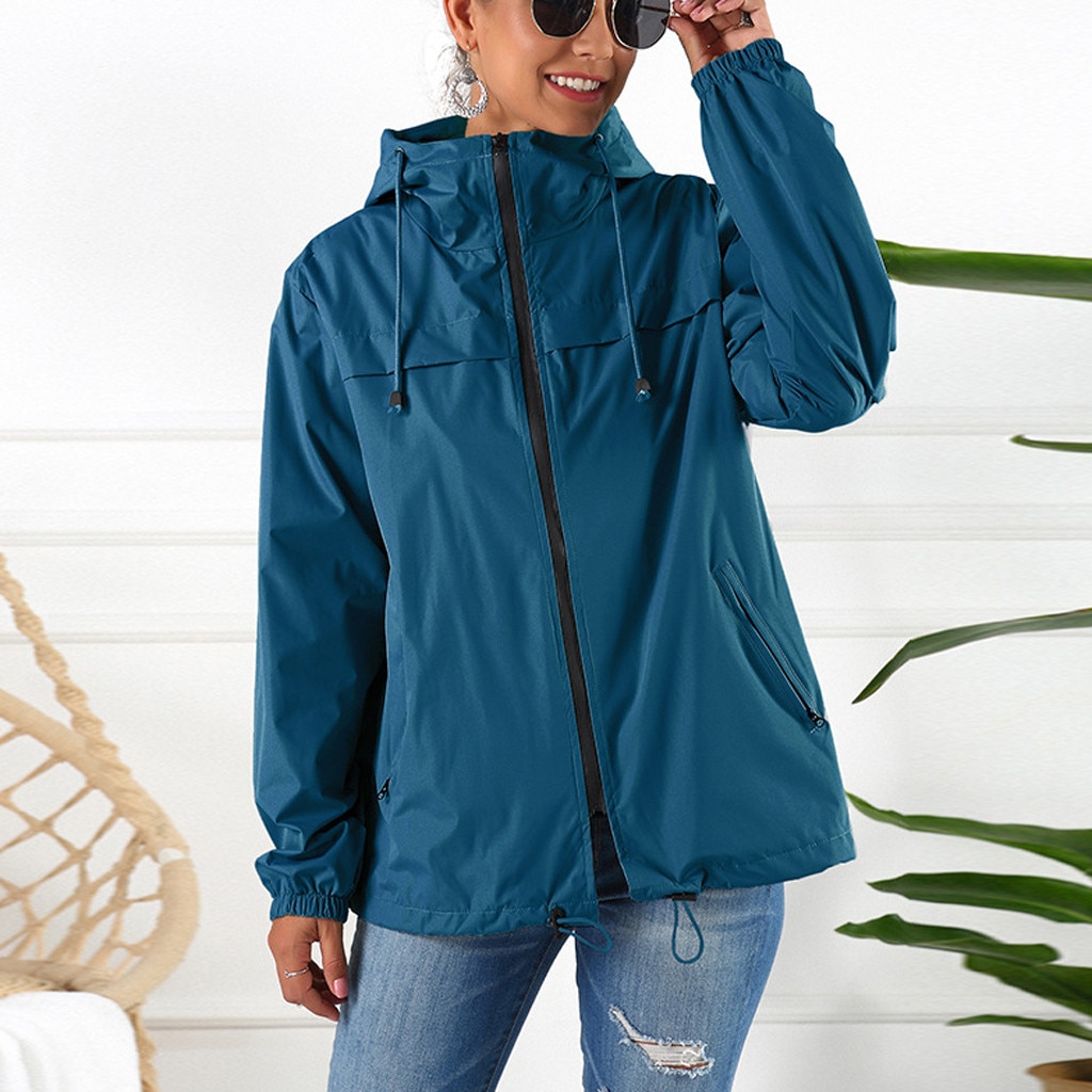 Regen Jacke Frauen Solide Regen Außen Plus Wasserd... – Vicedeal