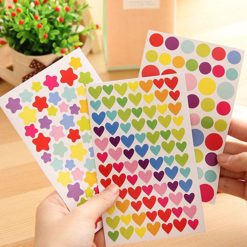 6 Sheets (design1-3) Cute Kawaii Heart Dot Sticker... – Vicedeal