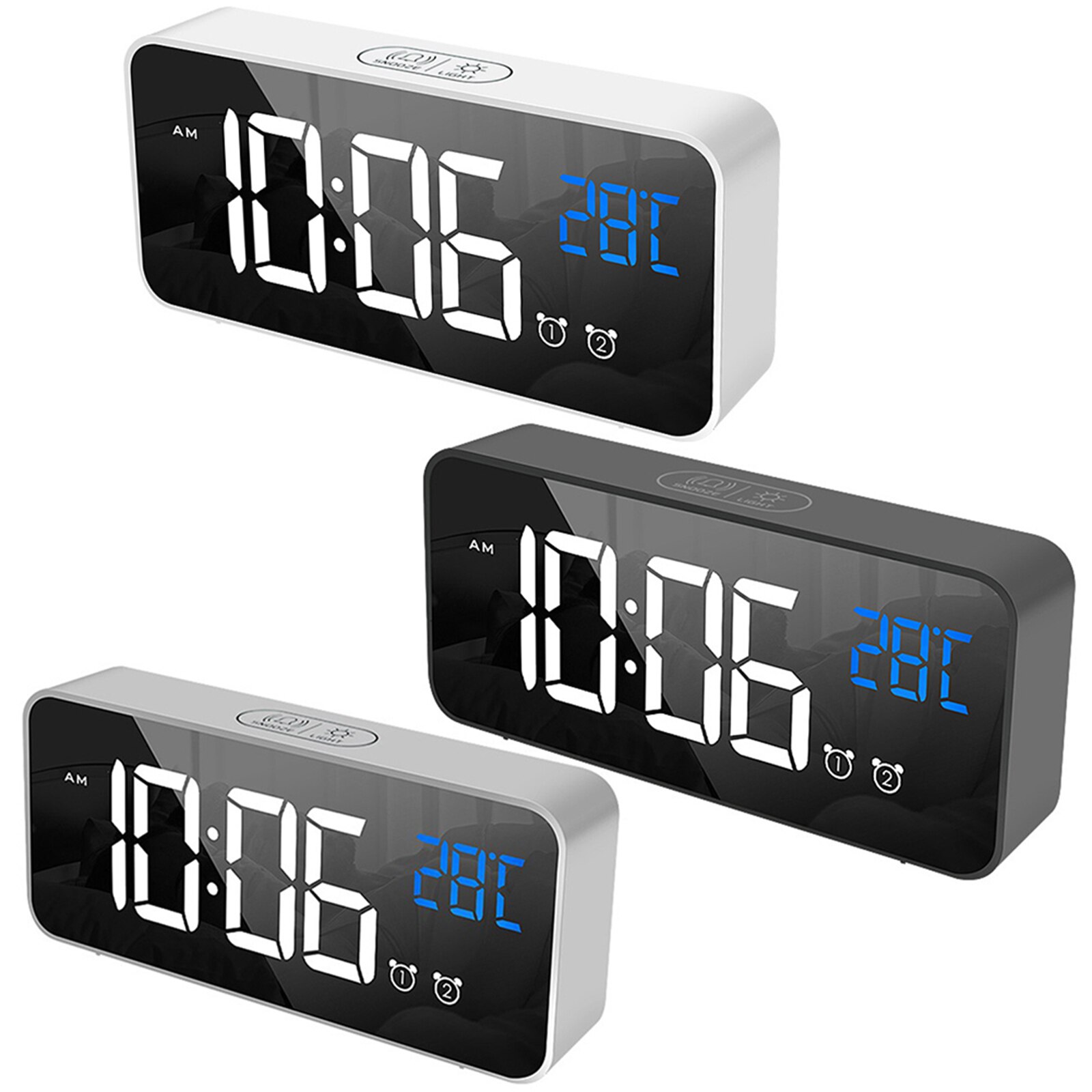 Music Alarm Clock LED Digital Clock 2 Alarms Voice... – Grandado