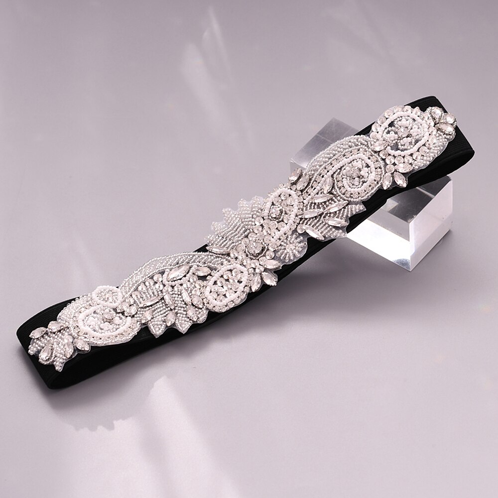 Elastic Belt Waist Belt Wide Rhinestone Pearl Belt... – Grandado