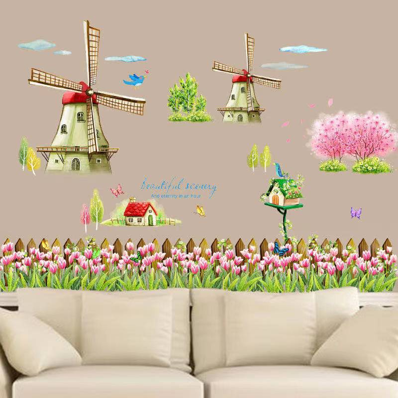 Cute Dutch windmill, children's flower stickers, s... – Vicedeal