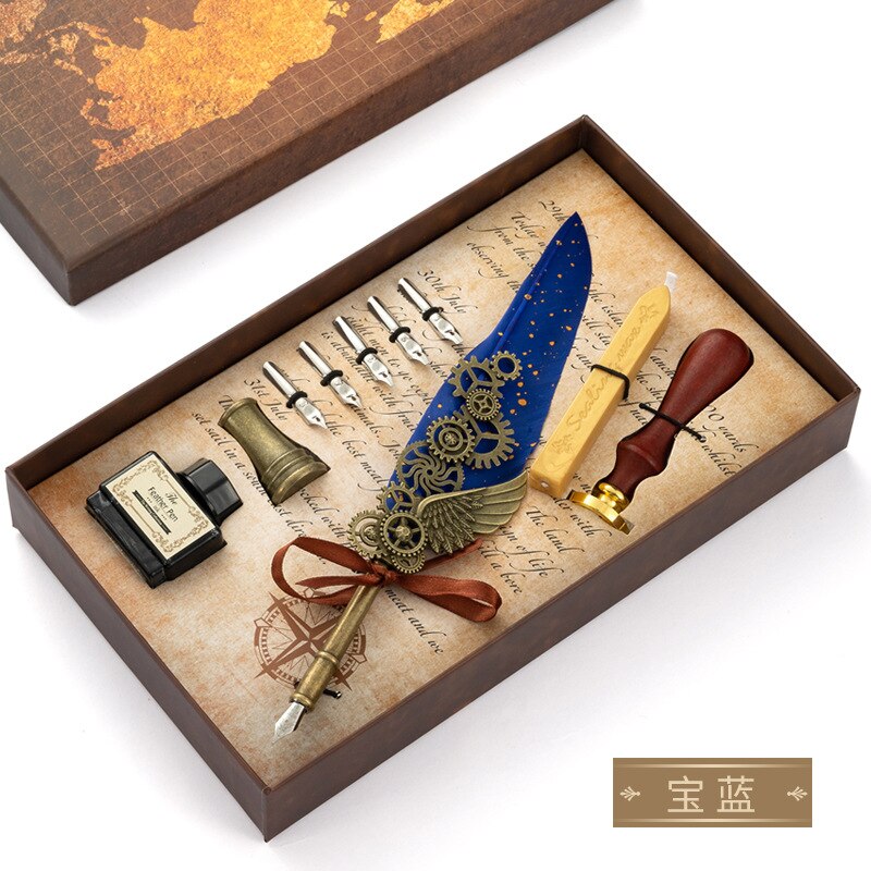 JIKUN Vintage Feder Stift Beregnung Gold Quill Bru... – Grandado