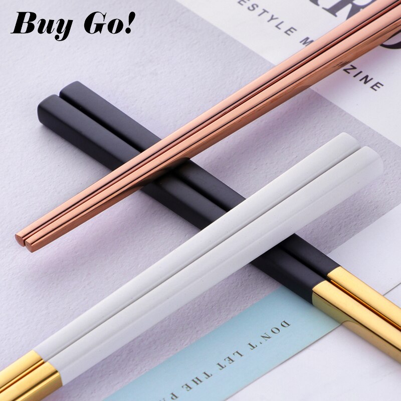 1Pair Luxury 304 Stainless Steel Square Chopsticks... – Grandado