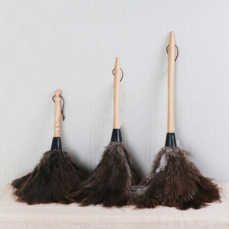 Feather Fur Brush Duster Dust Cleaning Tool Wooden... – Grandado