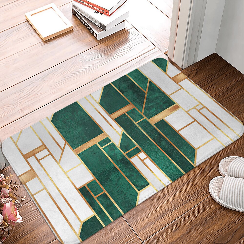 White Green Geometric Pattern Anti-Slip Suede Carp... – Vicedeal