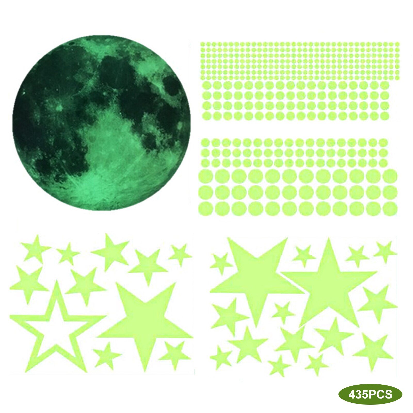435pcs/set 3D Moon Star Luminous Sticker Self Adhe... – Grandado