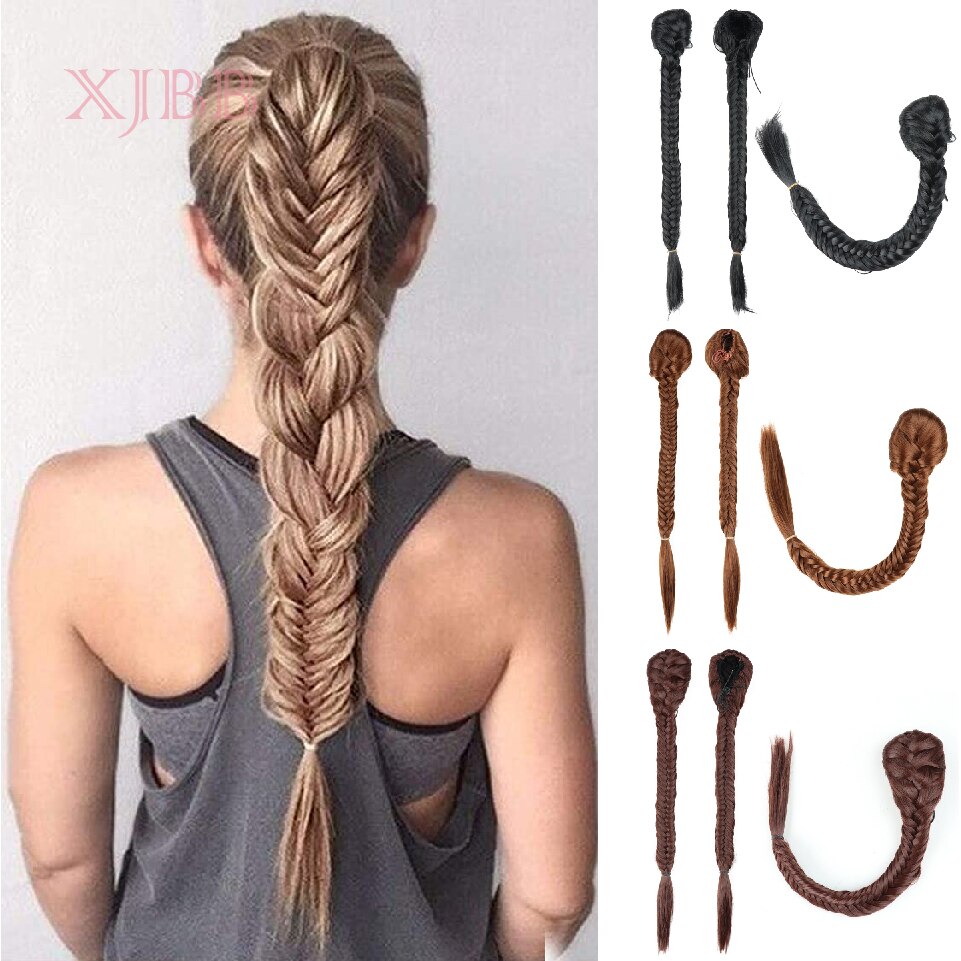XJBB Long Straight Braid Hairpiece Clip In on Pony... – Vicedeal