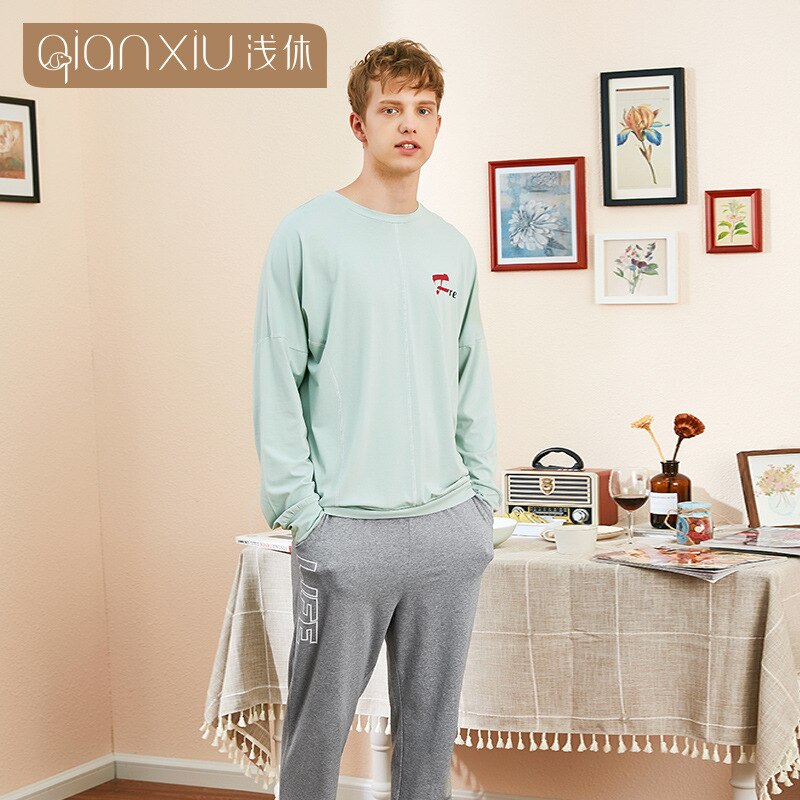 Men Pyjama Set Cotton Spring Long Sleeve Man Pajam... – Grandado