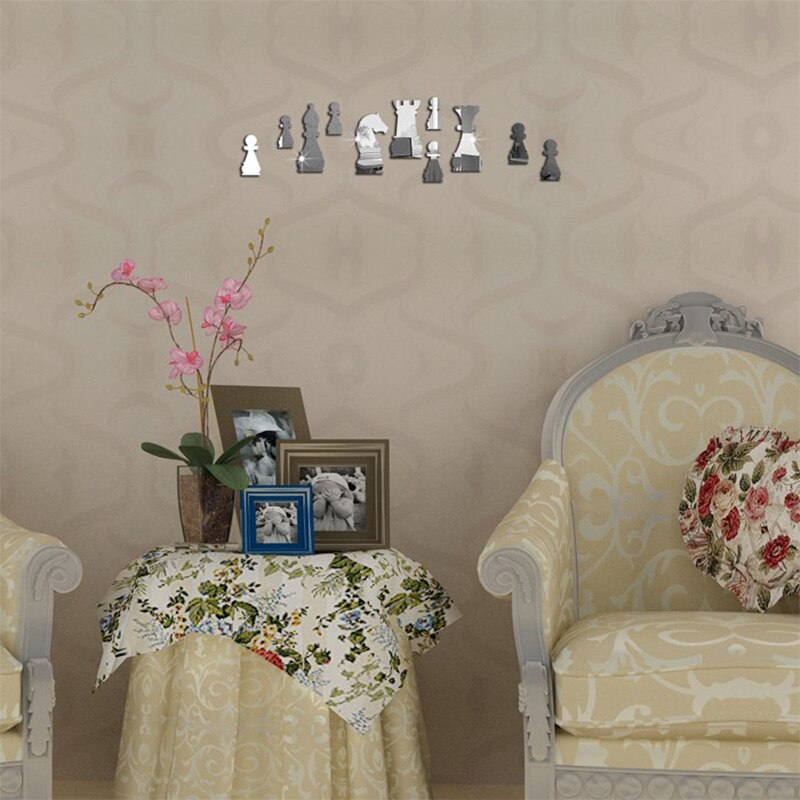 3D Acrylic Mirror Wall Sticker Chess Wall Sticker ... – Grandado