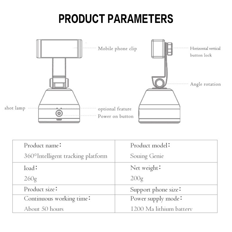 Smart AI Gimbal Personal Robot Cameraman 360 Rotat... – Grandado