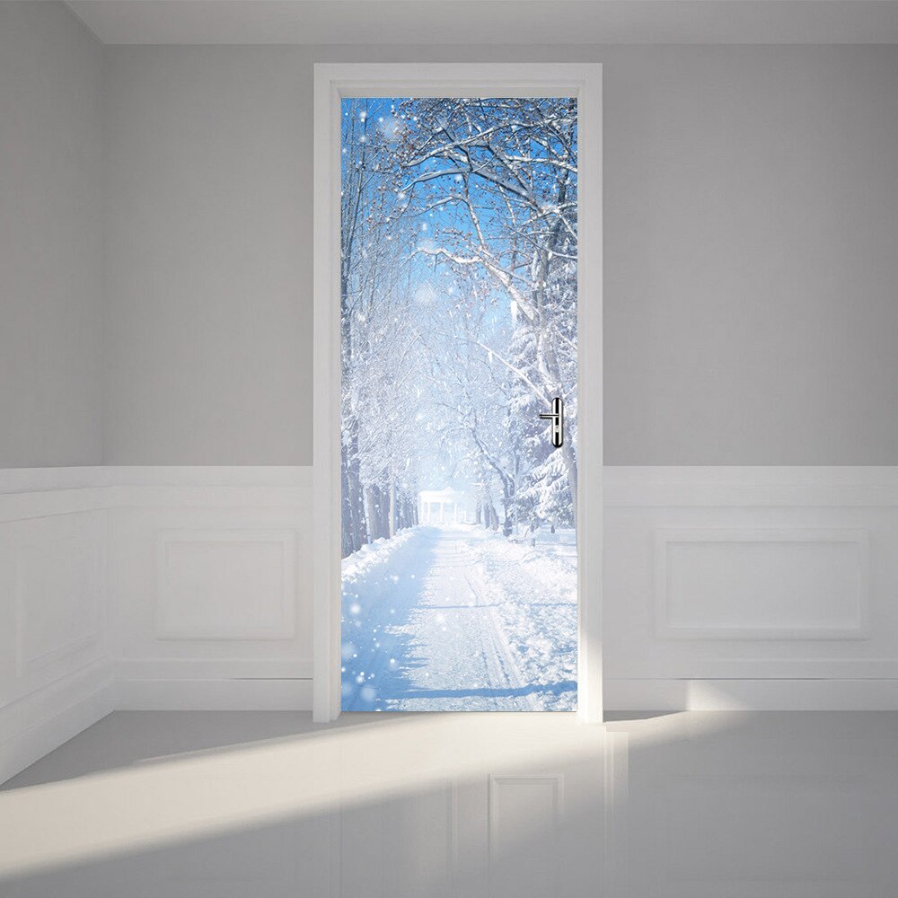 Winter Snow Landscape Decorative Door Stickers Hom... – Grandado