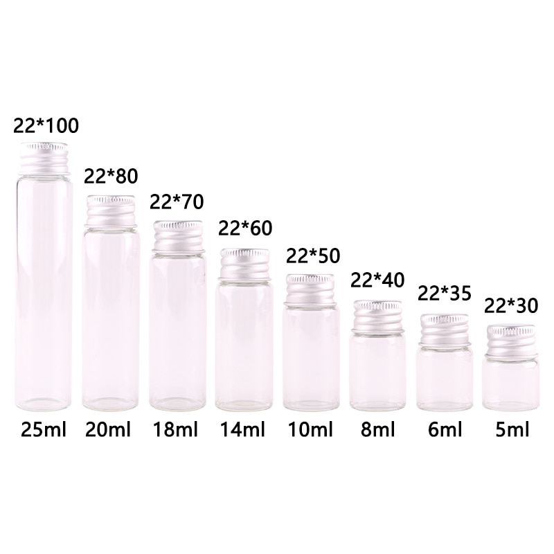 Dia 22mm 5ml 10ml 20ml 25ml genomskinliga glasflas... – Vicedeal