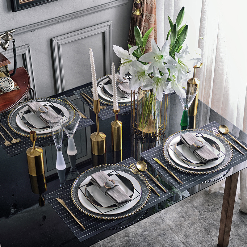 Christmas Dinning Black Plate Set Luxury Ceramic L... – Grandado