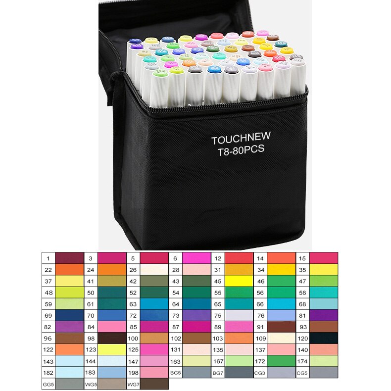 TOUCHFIVE 40/60/80 Coloring Markers Set for Kid Sc... – Grandado