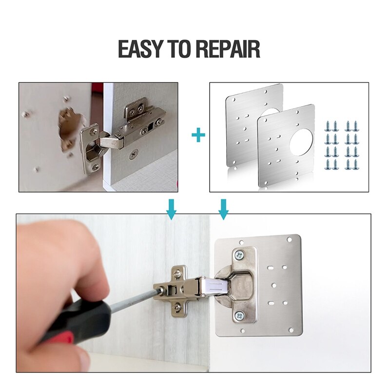JFBL 2 PCS Cabinet Hinges Repair Plate,Stainless S... – Grandado