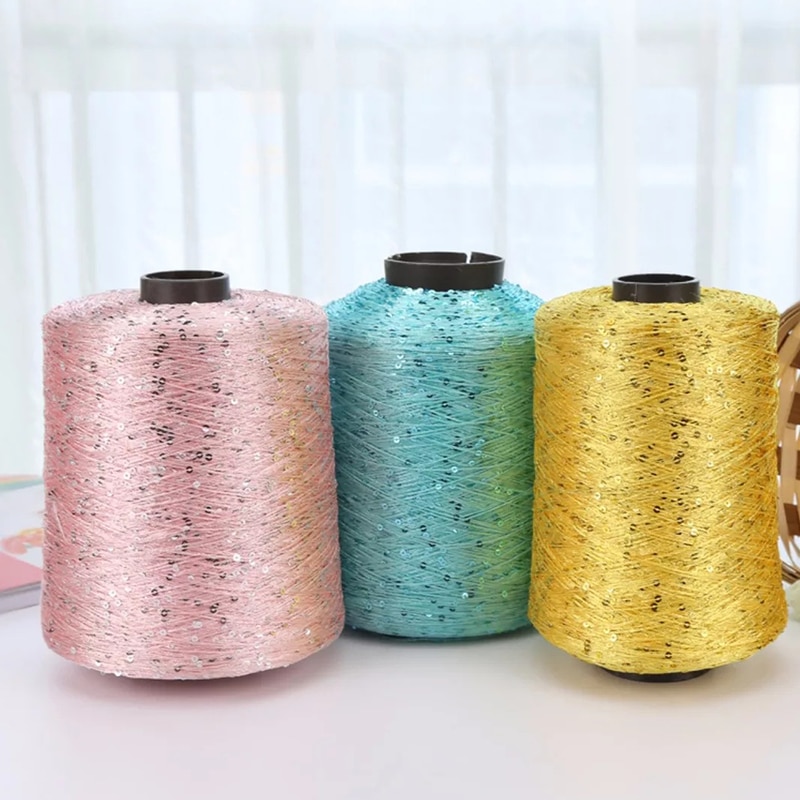 100g paillette garn pailletter uldnål naturlige pe... – Vicedeal