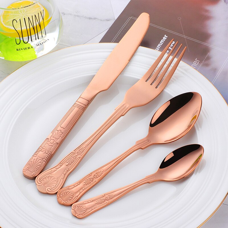 4-24PCS Luxury Flatware Set Stainless Steel Tablew... – Grandado