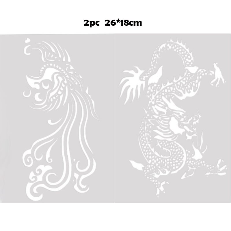 2pc Dragon Phoenix Pattern Painting Template Stenc... – Grandado