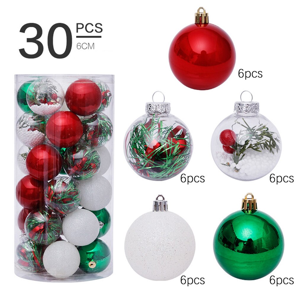6CM 30 PCS Transparent Plastic Christmas Ball Orna... – Grandado
