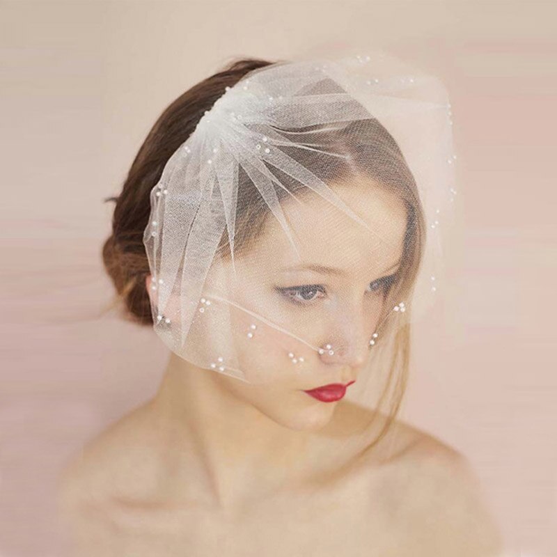 Pearls Beaded Bridal Hat Net White Ivory Fascinato... – Grandado