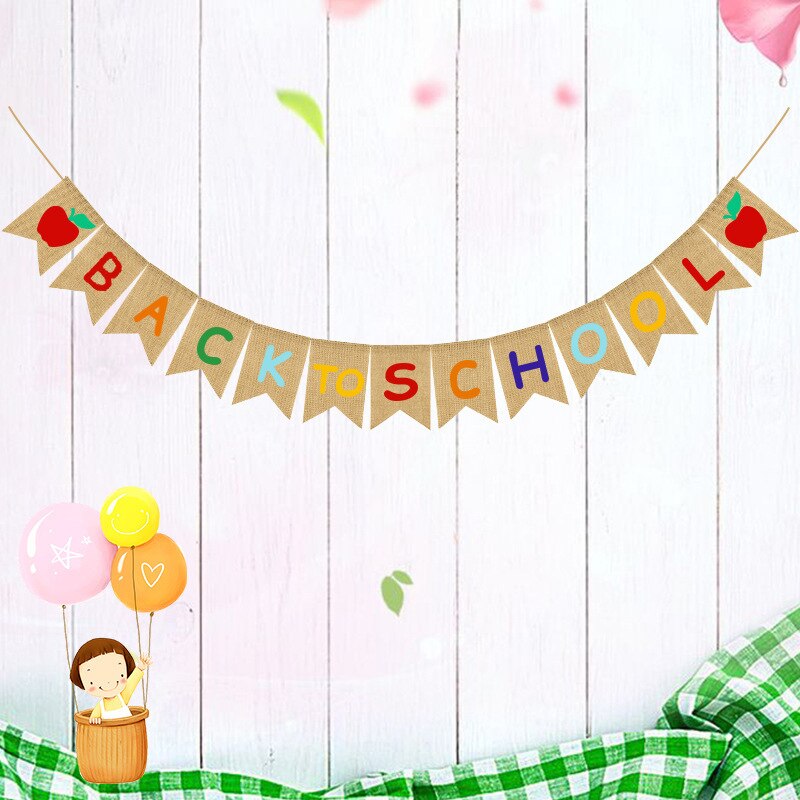 Burlap Welcome Banne Bunting Sign Back To School B... – Grandado