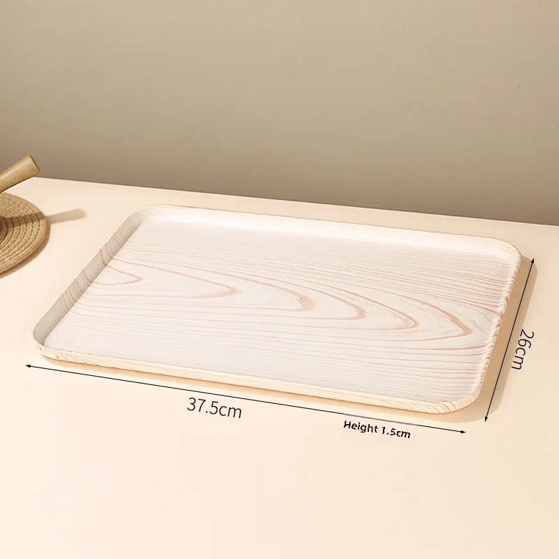 Rectangular Plastic Tray With Wood Grain Pattern H... – Grandado