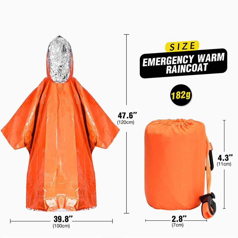 Emergency Survival Rain Poncho Thermal Survival Sp... – Vicedeal