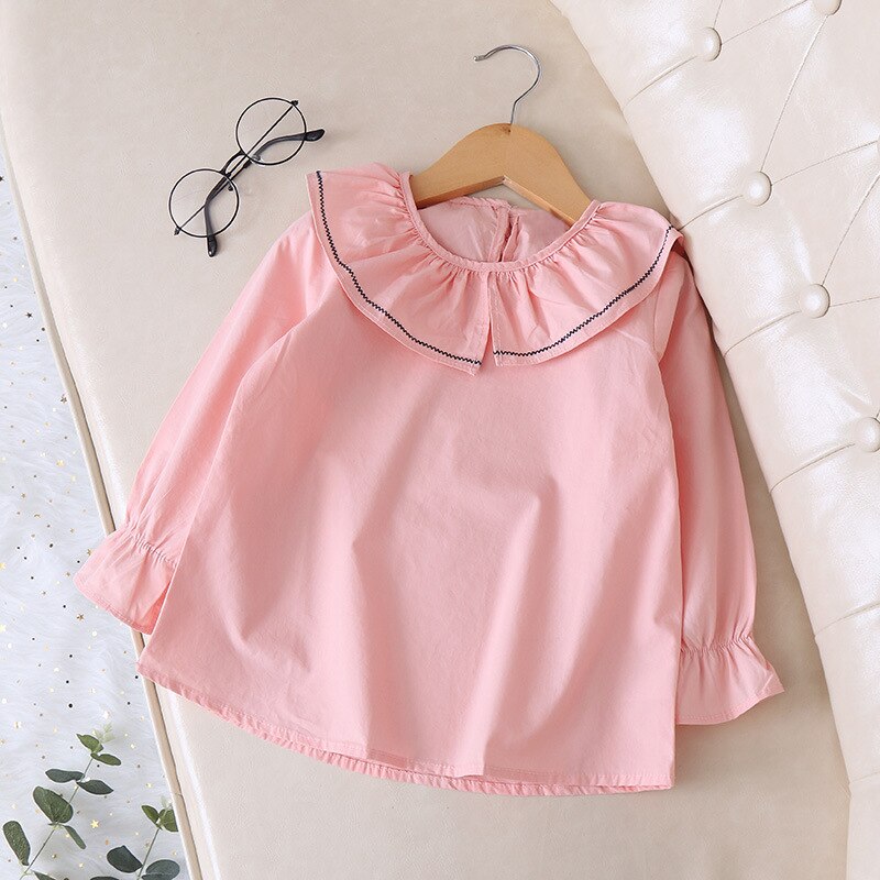Babyinstar Girls Blouse Solid Cotton Kid White Blo... – Grandado