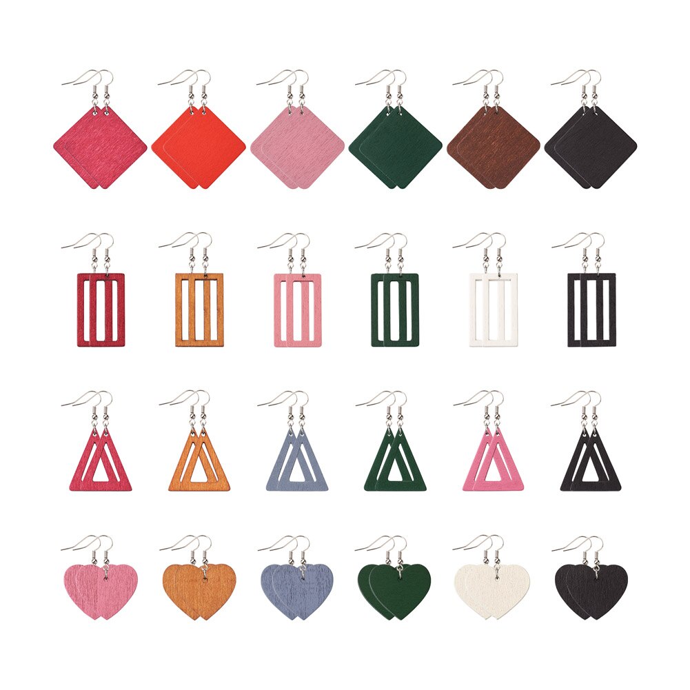 Diy 48 Pairs 9 Kleuren Hout Earring Maken Kits Inc... – Grandado