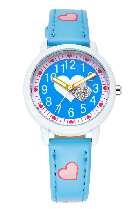 KEZZI Love Hearts child Watches Girl Leather Print... – Grandado