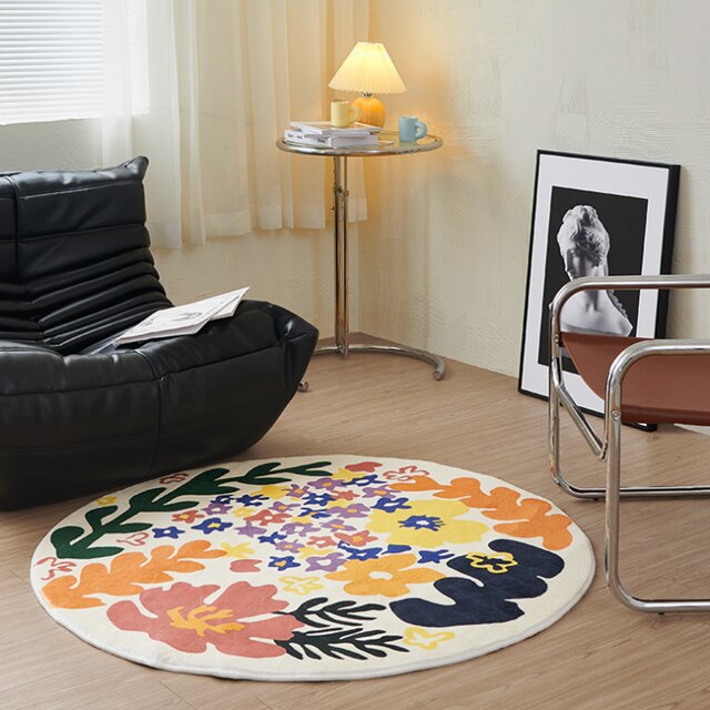 Abstract Flowers Round Area Rugs Living Room Kids ... – Vicedeal