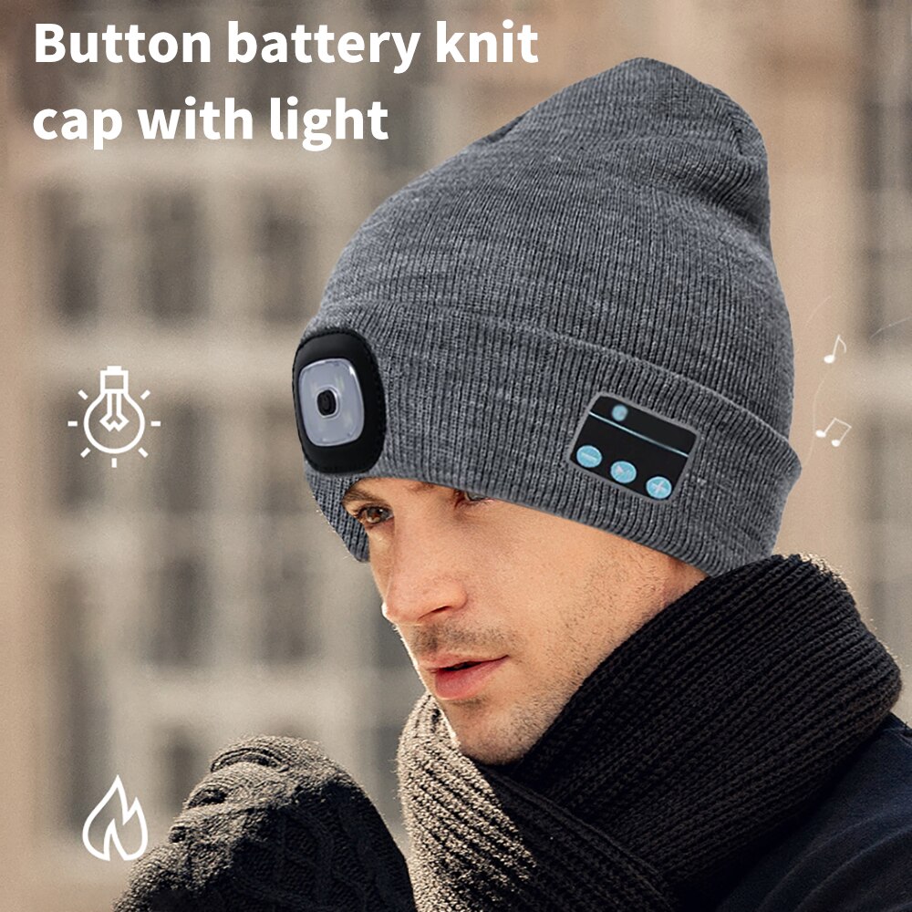 With Led Light Bluetooth Earphone Music Hat Winter... – Grandado
