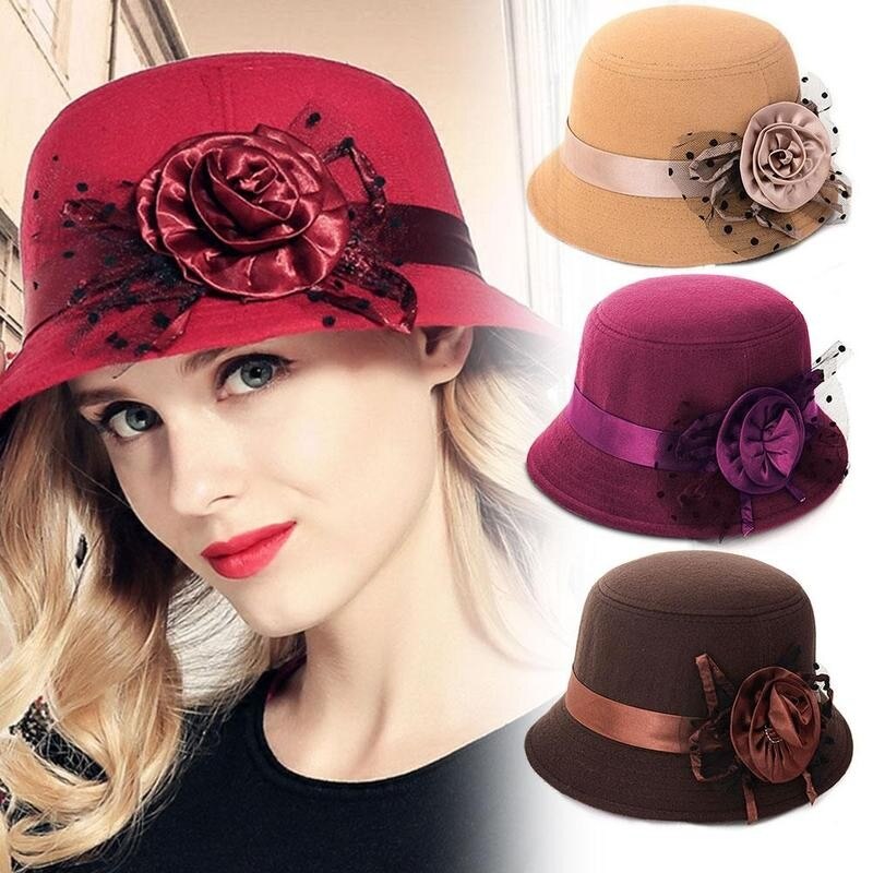 Ladies Retro British Big Brimmed Hat, Windproof An... – Grandado