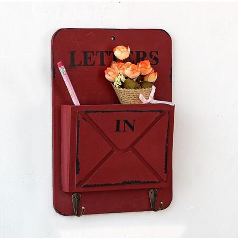 Vintage Brief Houten Doos Muur Opknoping Opslag Ha... – Grandado