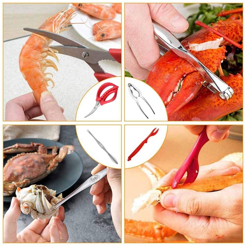 18 Pcs Seafood Tools Set Including 8 Forks 4 Lobst... – Grandado