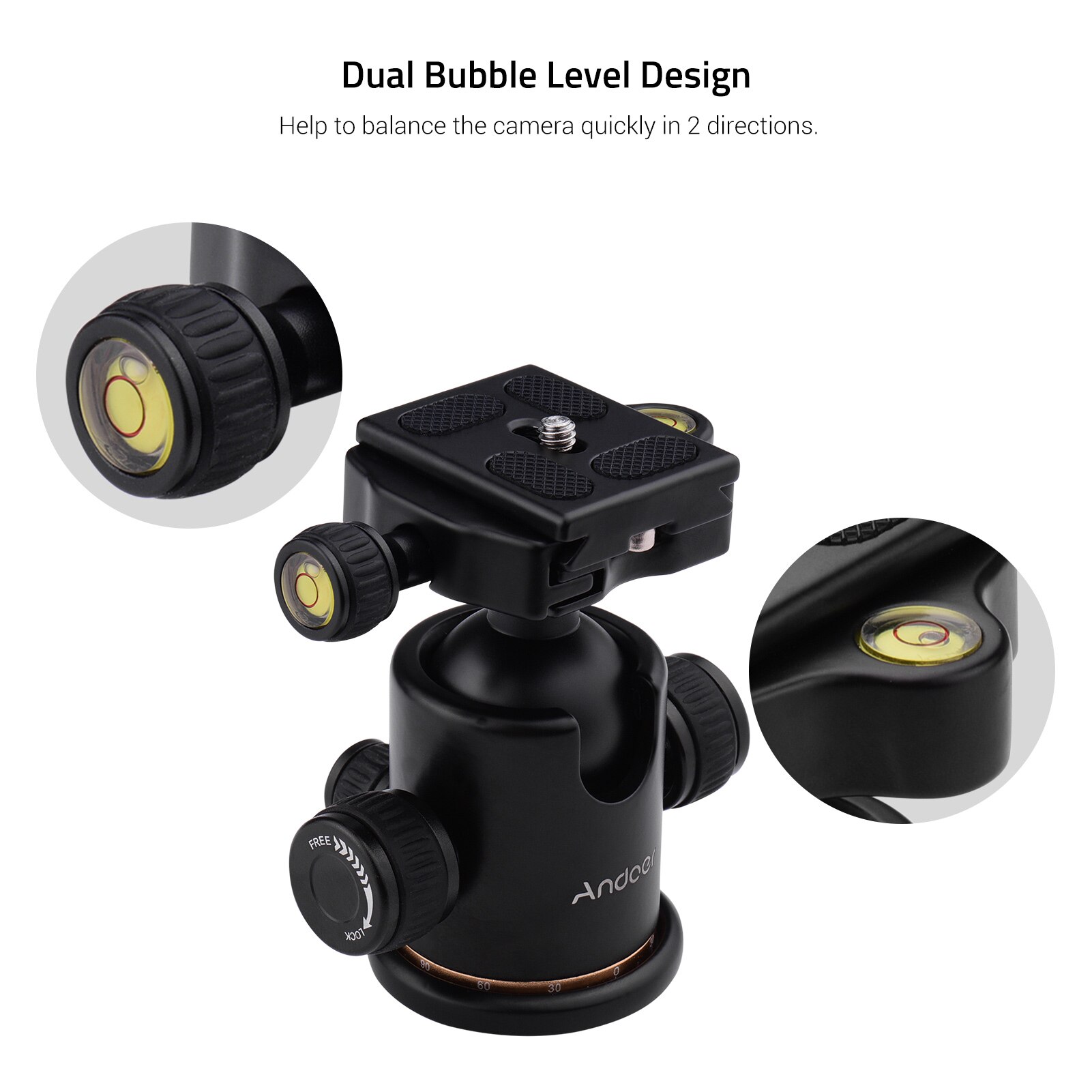Andoer Camera Bal Hoofd Statief 360 ° Swivel Met G... – Grandado