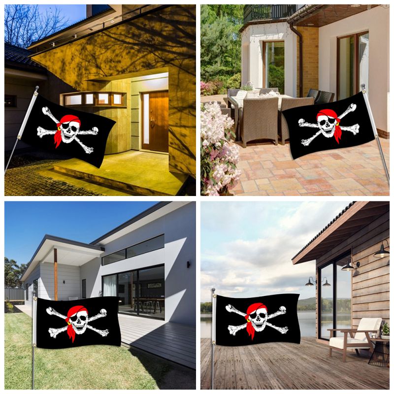 3 × 5ft Pirate Flag With Red Handkerchief - Bright... – Grandado