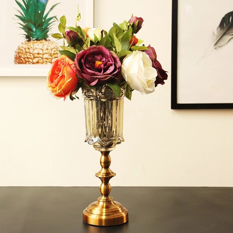 European Vintage Crystal Glass Vase Dry Flower Arr... – Grandado