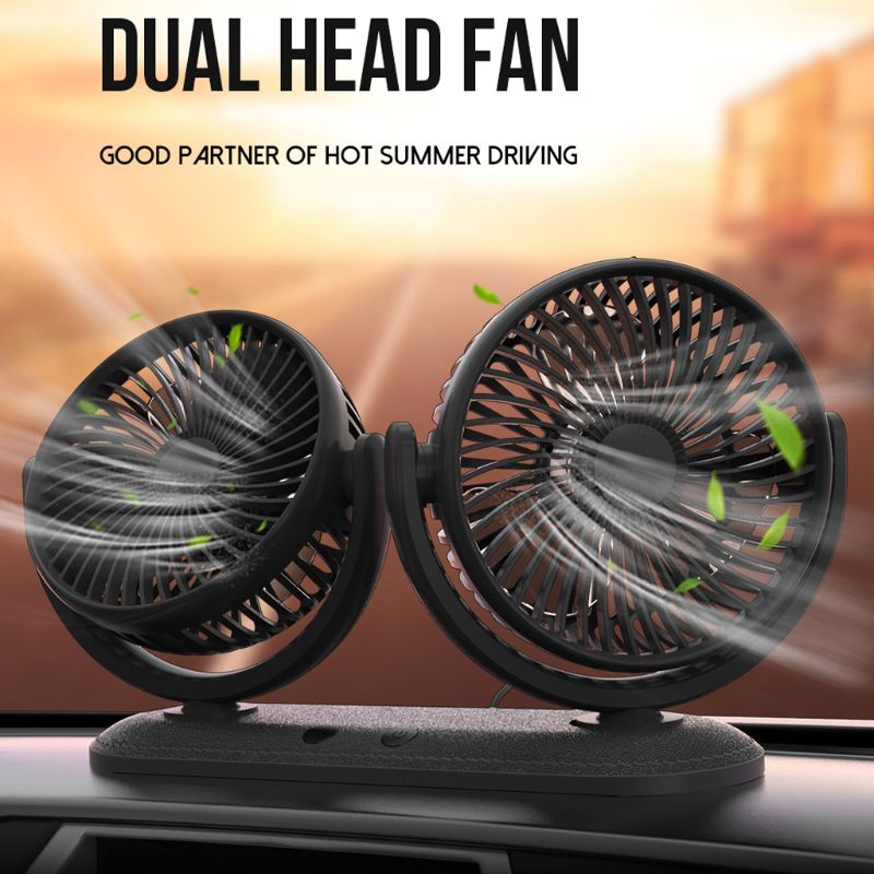 Usb 5V 2A Fan 360 ° Draaibaar Dual Hoofd Auto Fan ... – Grandado