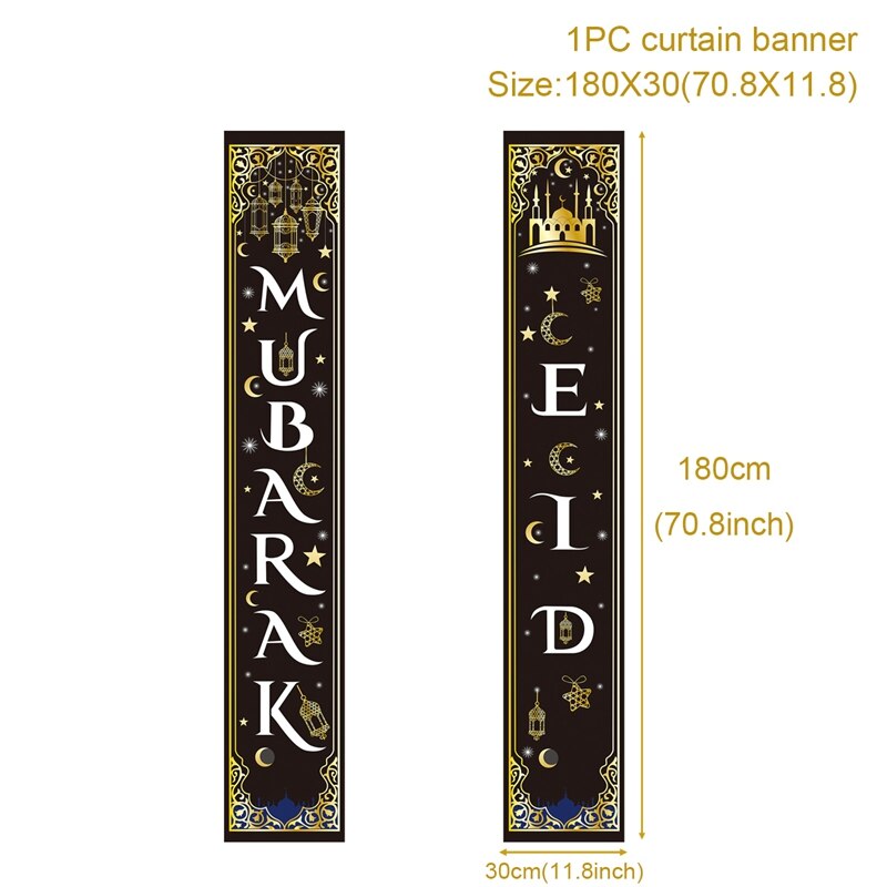 30x180cm Eid Mubarak Door Banner Ramadan Decoratio... – Grandado
