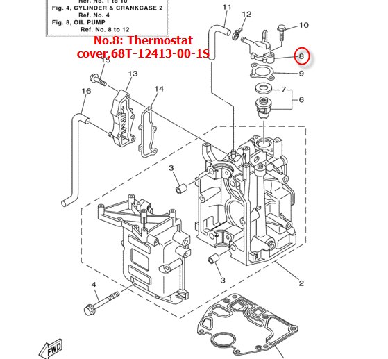 Thermostaat Cover 68T-12413-00-1S Voor Yamaha F6/F... – Grandado
