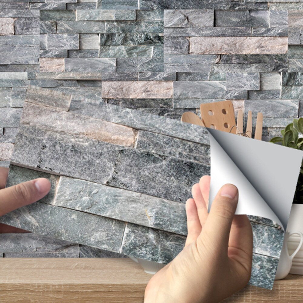 9pcs Dark Grey Stone Bricks Self-adhesive Waterpro... – Grandado