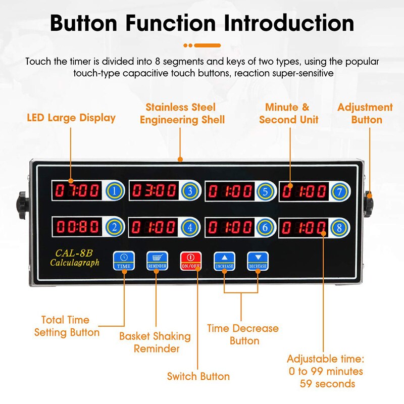 US Plug,Portable Calculator 8 Channel Digital Time... – Vicedeal