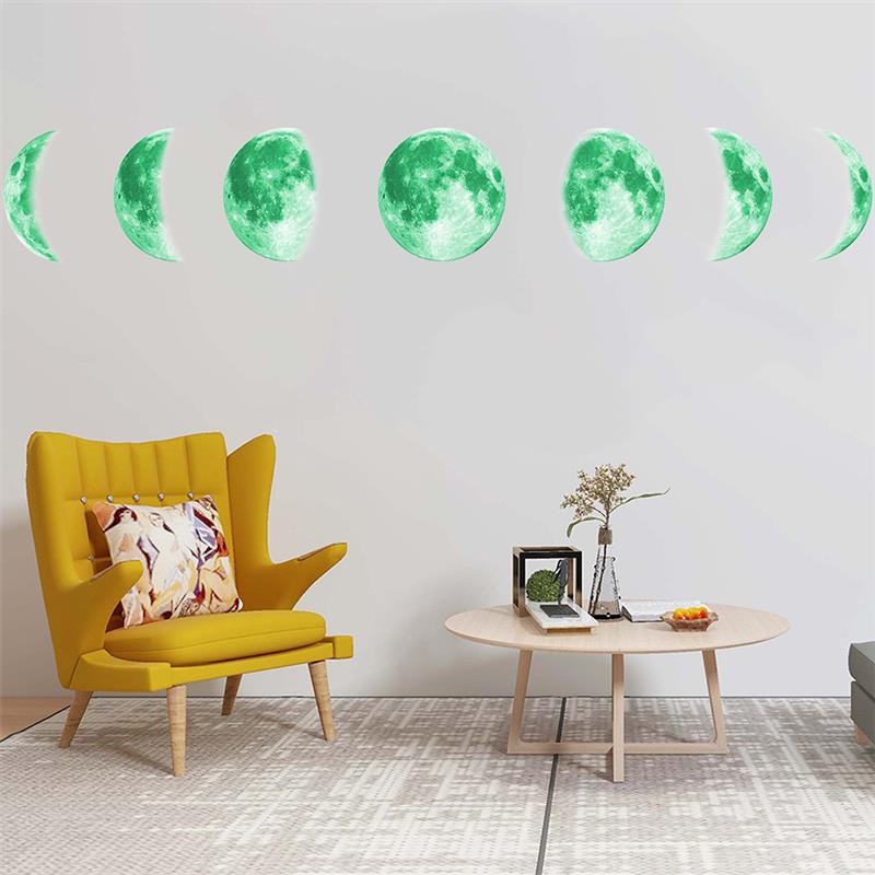 13cm Moon Phase Wall Glow Sticker 3D Luminous Livi... – Grandado