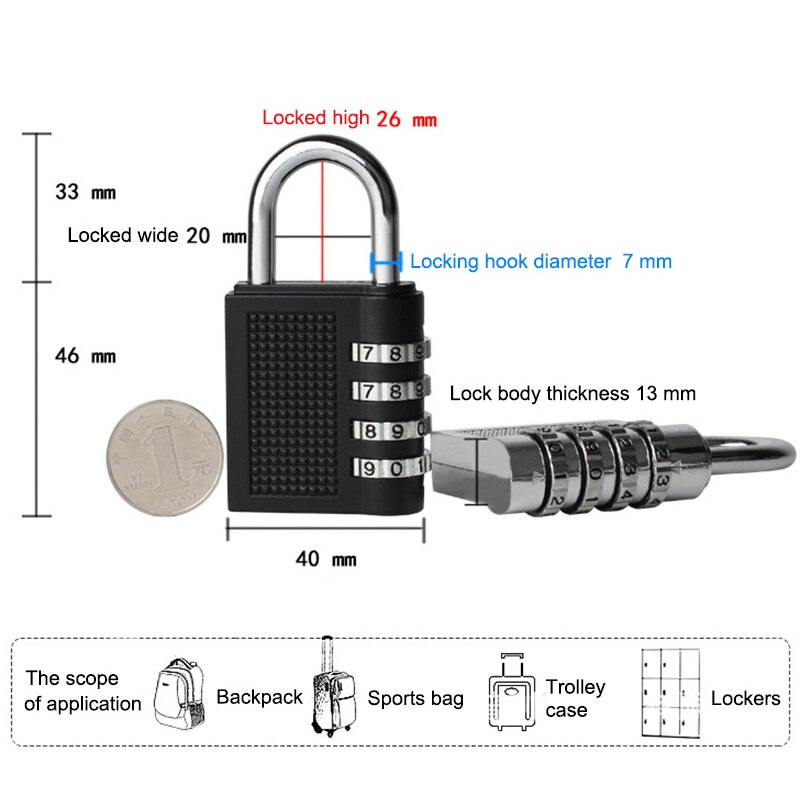 Heavy Duty 4 Digit Combination Padlock Number Lugg... – Vicedeal