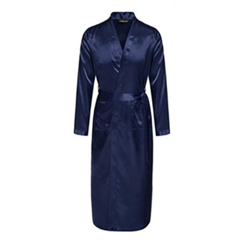 Men's Silk Satin Bathrobe Robe Long Solid Silk Paj... – Grandado