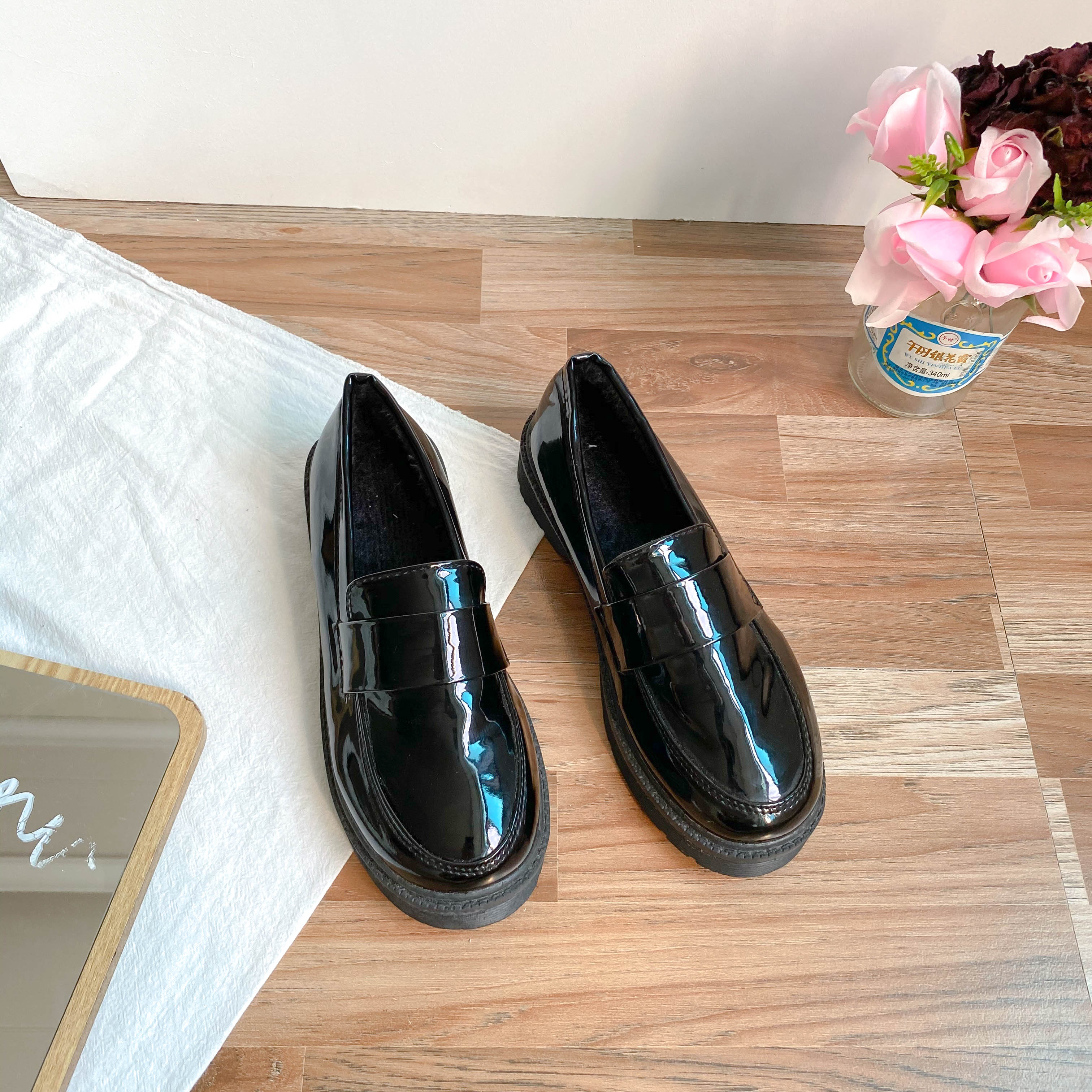 small leather shoes women retro British college st... – Grandado