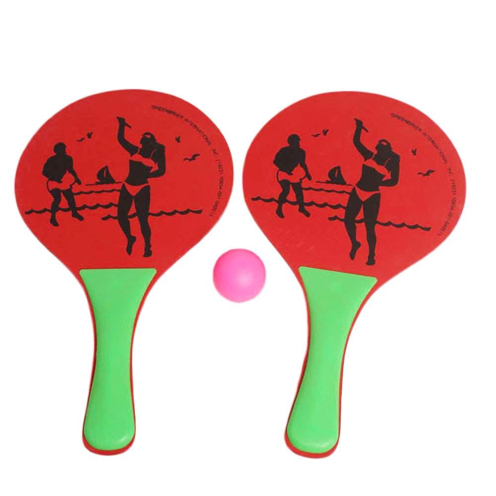 3 color Beach Ball Rackets Wooden Set Of 2 Paddles... – Grandado